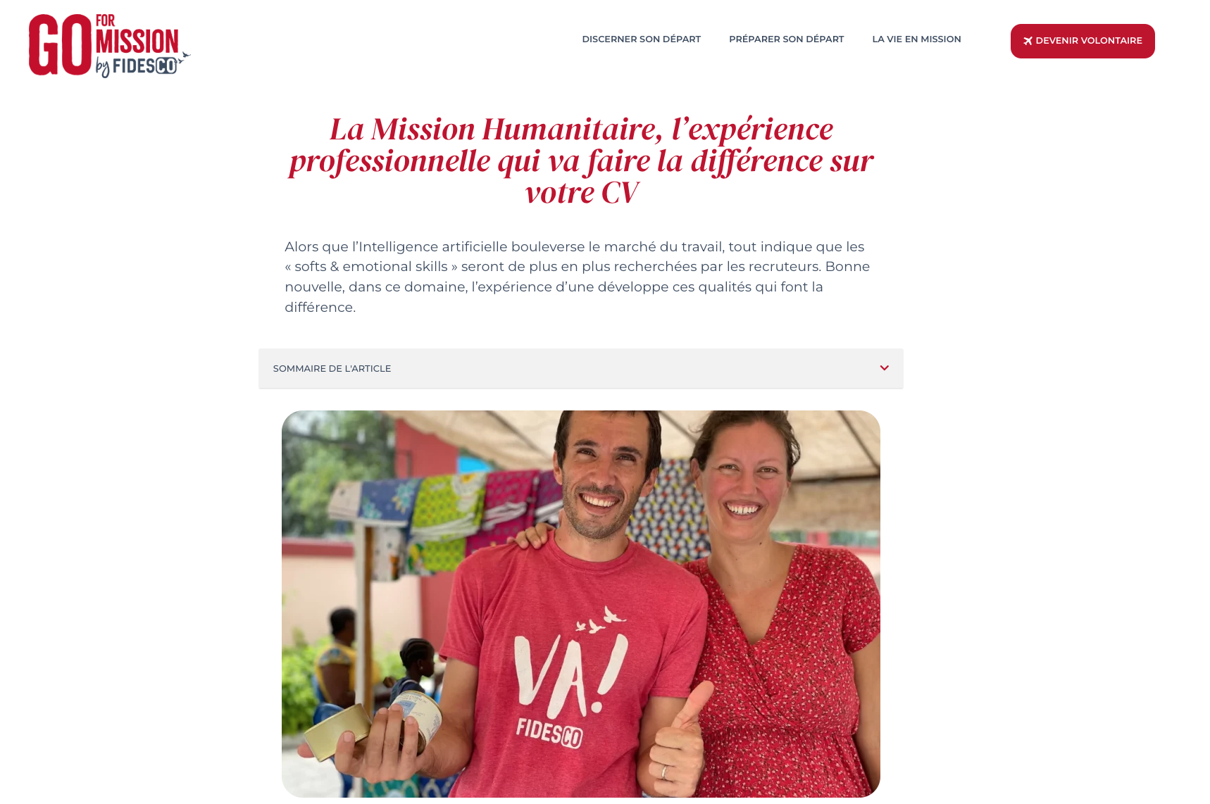 La Mission Humanitaire, l'expérience professionnelle qui peut faire la ...